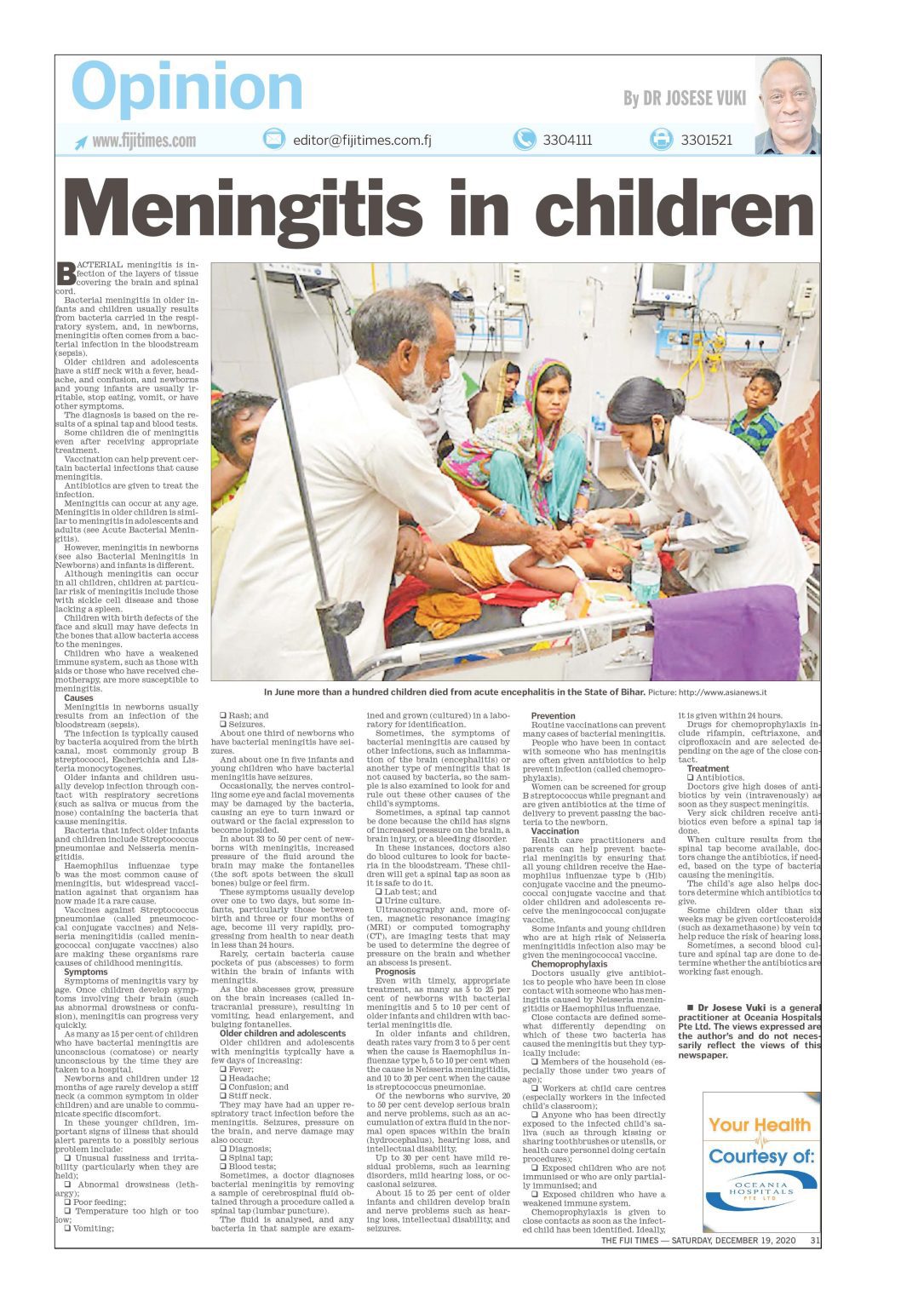 Meningitis in children - Oceania Hospitals