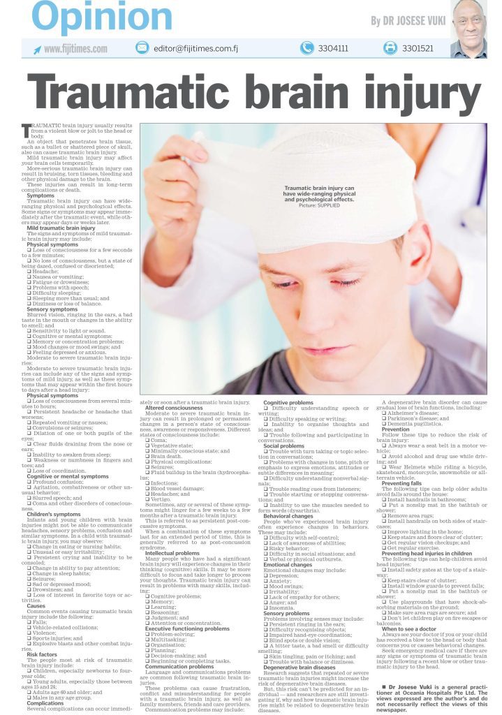 Traumatic brain injury - Oceania Hospitals