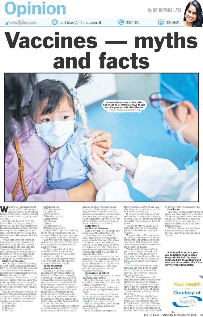 Vaccines - myths and facts - Oceania Hospitals